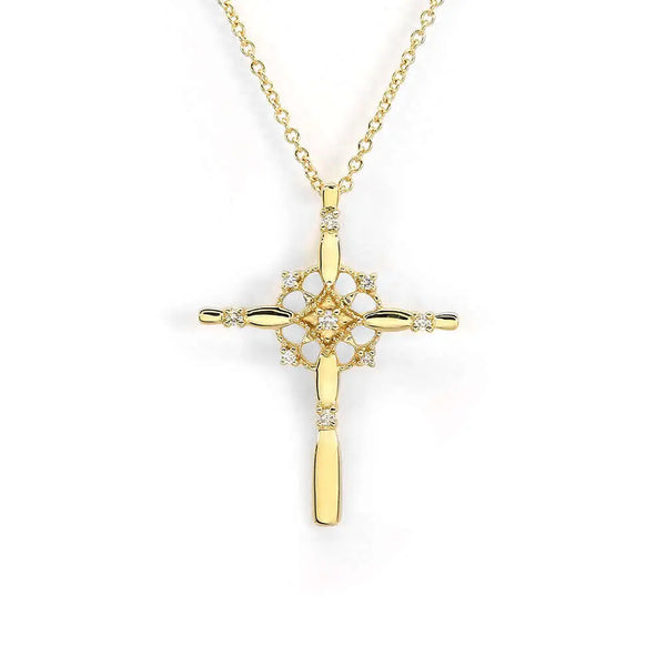 Ready Made | Guiding Star Cross Pendant with Lab Grown Diamonds in 18K